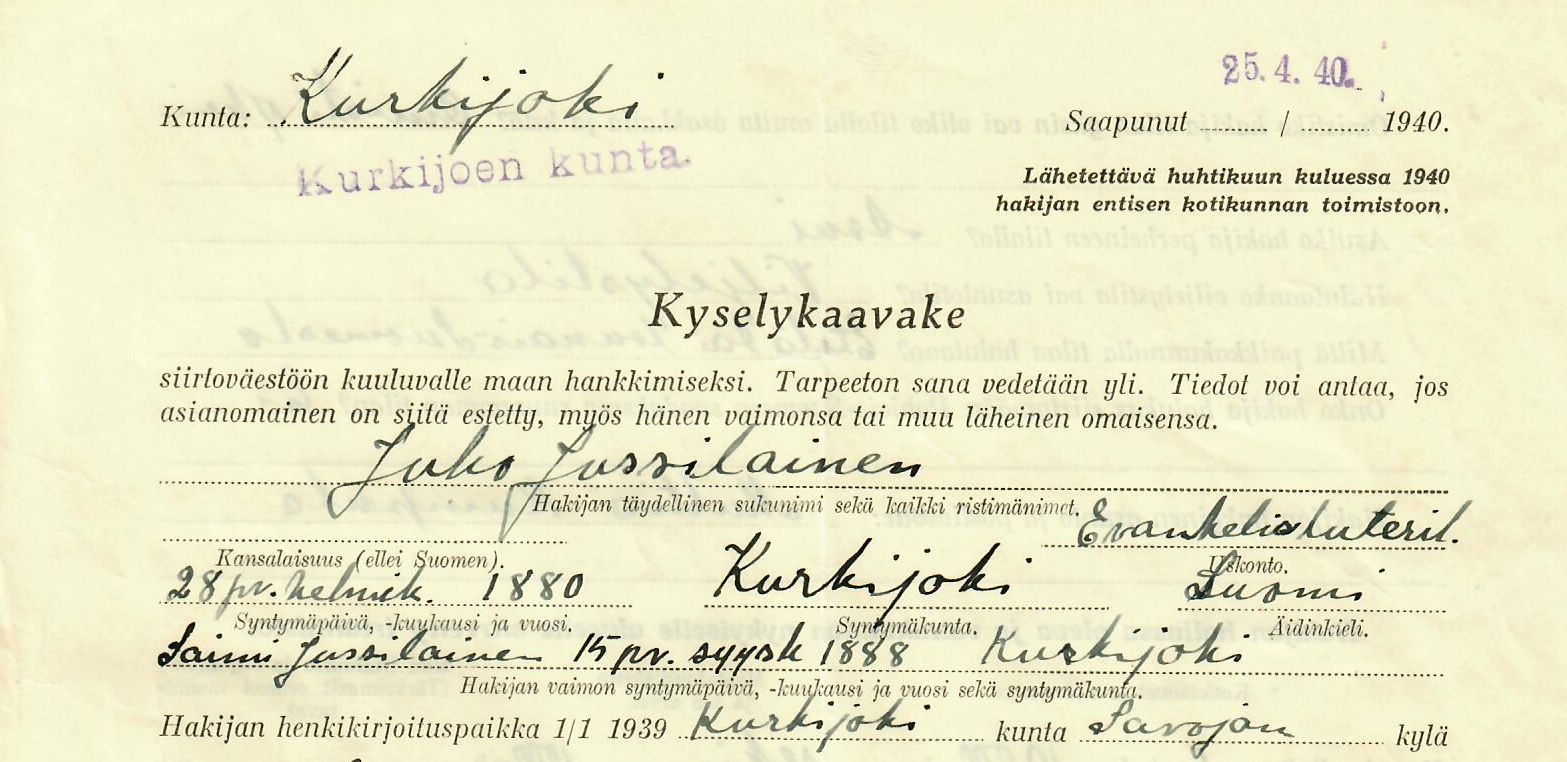 Löytyykö näistä sukusi tietoja? Kurkijoki-museo sai kyselylomakkeita ...